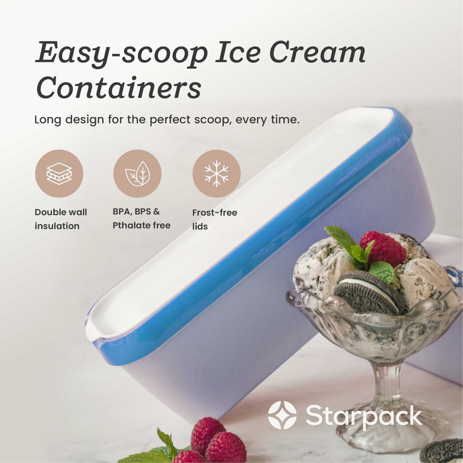 Ice Cream Freezer Containers by Starpack - Easy Store, Frost Free Design